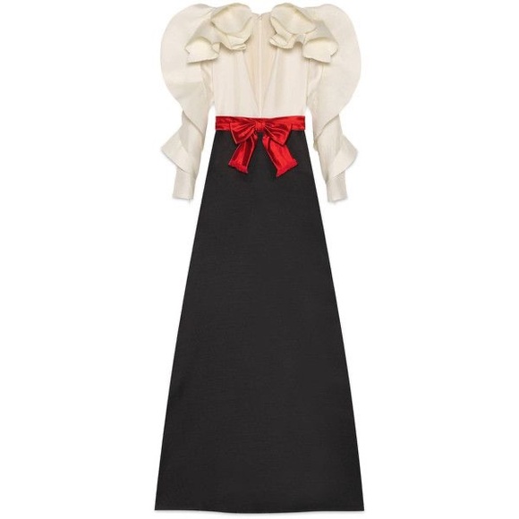 Gucci | Dresses | Gucci Silk Wool Gown Spring 27 Rtw Red Bow Alessandro ...